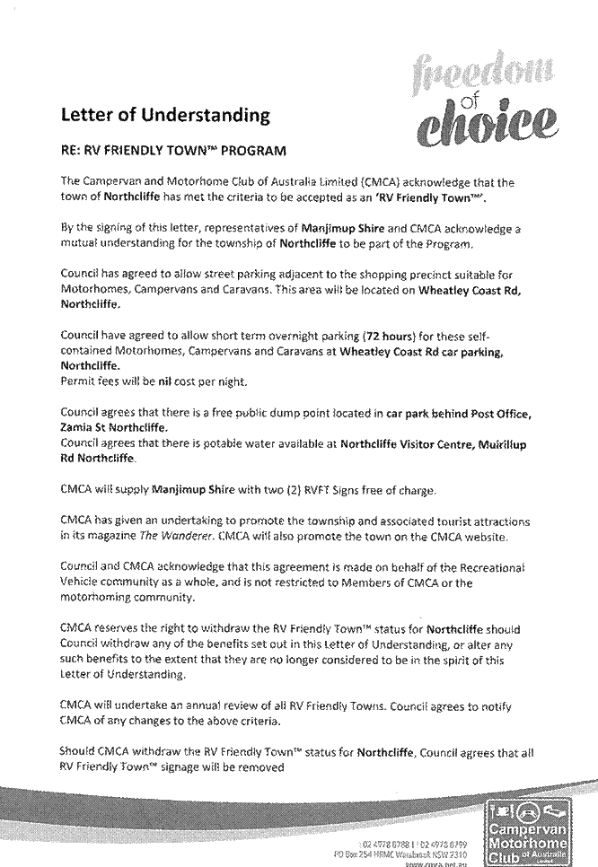 CMCA Letter of Understanding